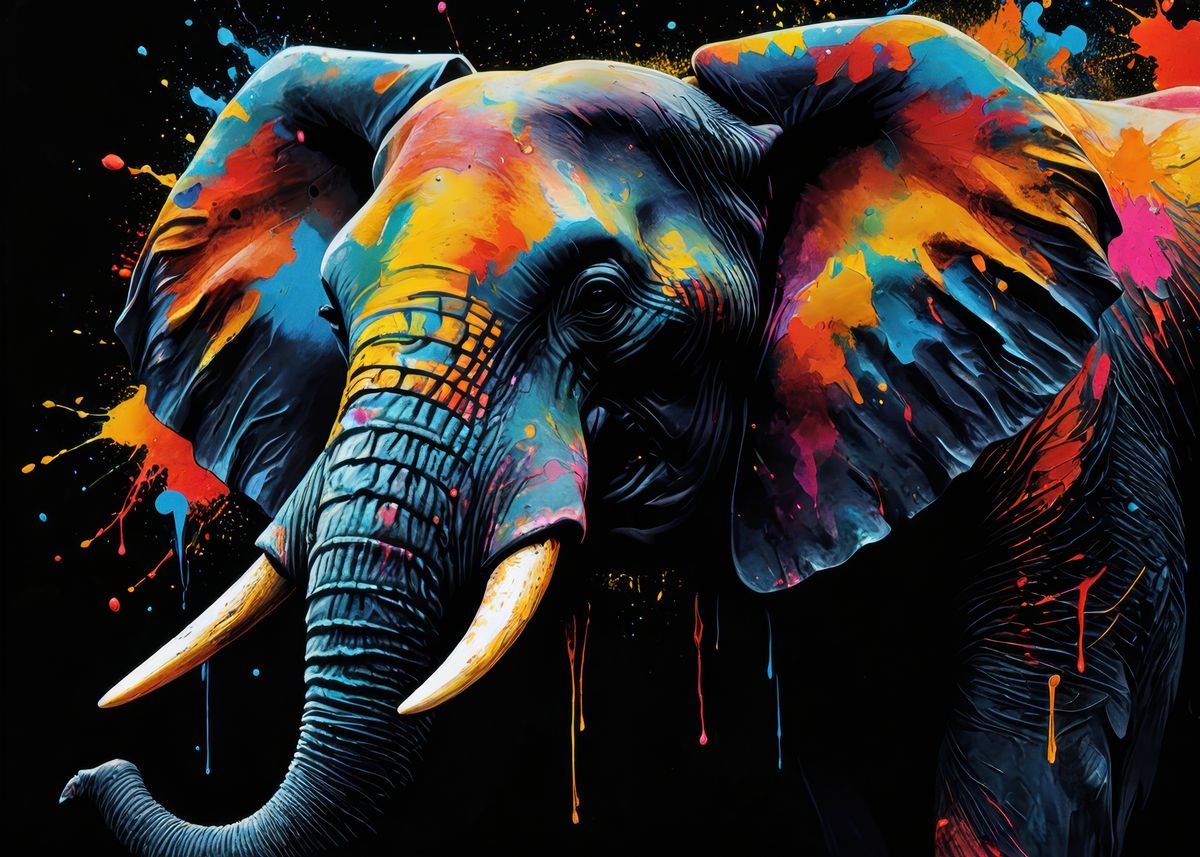 'Colorful Elephant Art' Poster, picture, metal print, paint by ...