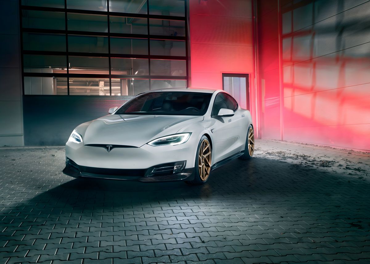 'White Tesla Model S' Poster, picture, metal print, paint by Good ...
