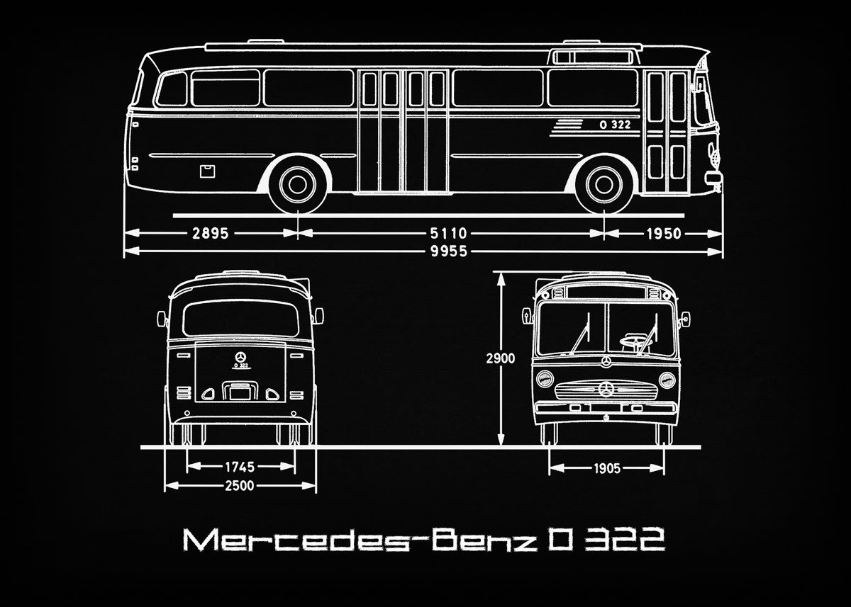 'Mercedes-Benz 0 322 Bus' Poster, picture, metal print, paint by ...