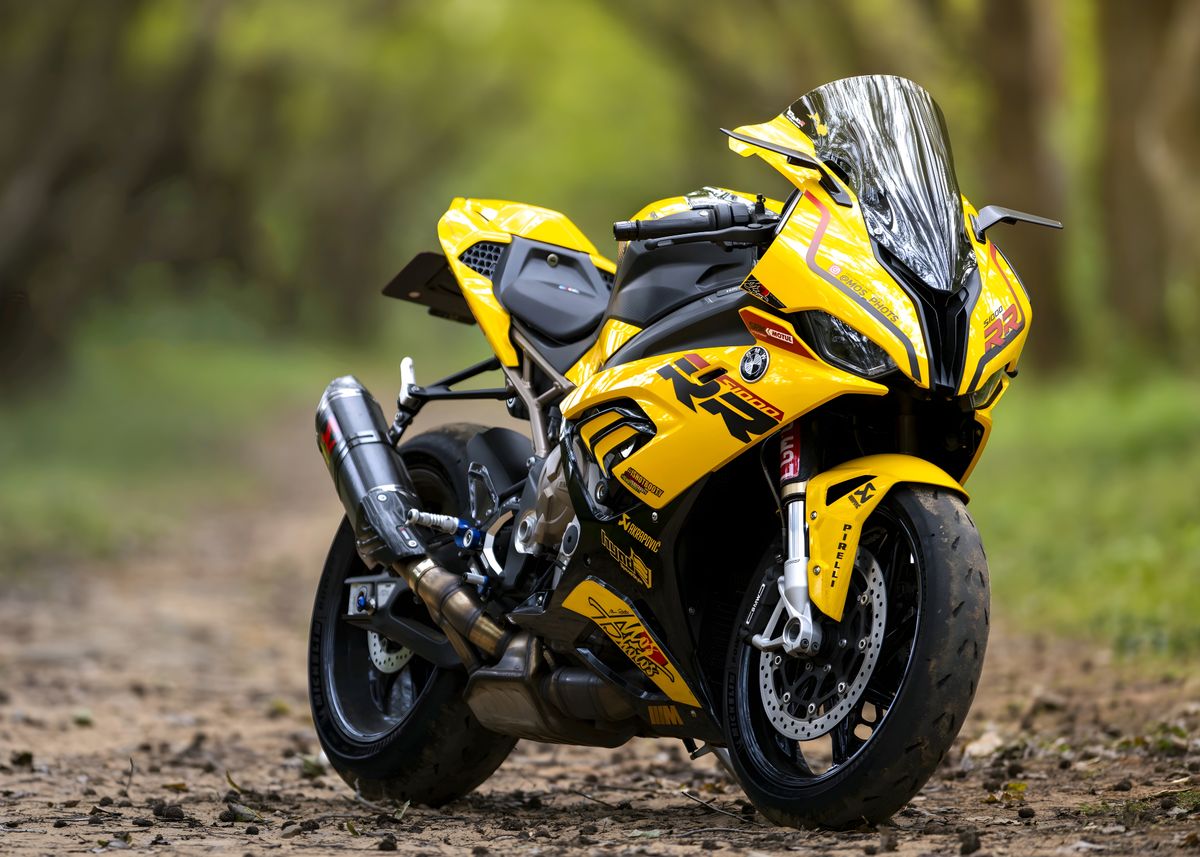 'Yellow BMW S1000RR Motorcycle' Poster, picture, metal print, paint by ...