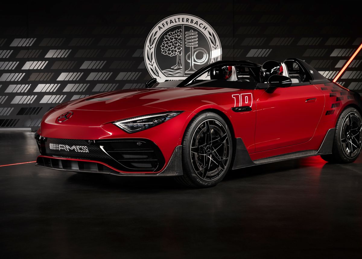 'Red Mercedes-AMG GT Roadster' Poster, picture, metal print, paint by ...