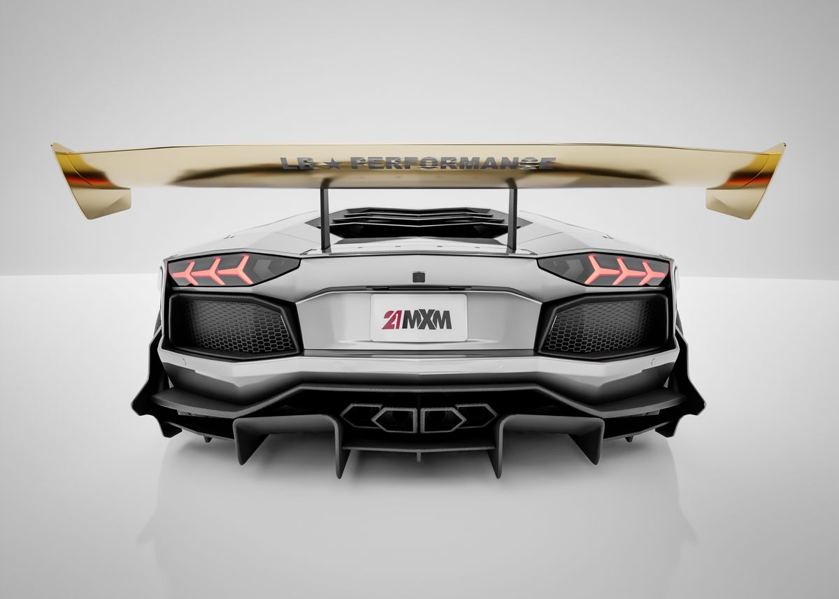 'Lamborghini Aventador - Rear View' Poster, picture, metal print, paint ...