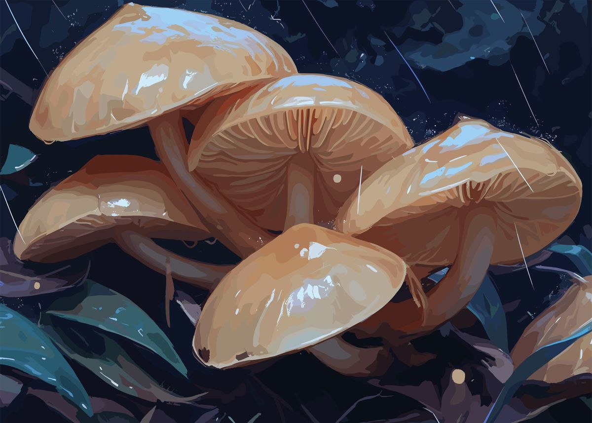 'Mushrooms in the Rain' Poster, picture, metal print, paint by Magnum ...