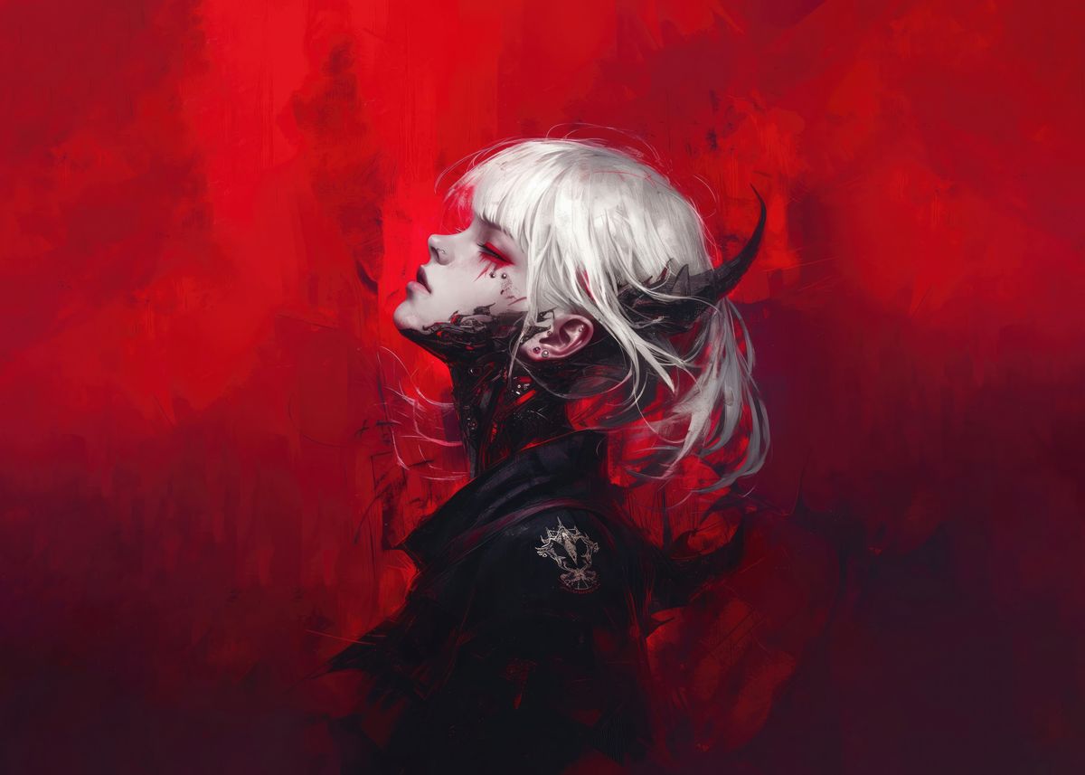 'White-Haired Demon Girl' Poster, picture, metal print, paint by ...
