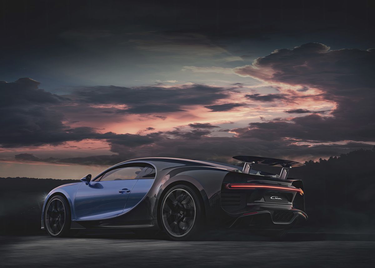 'Blue Bugatti Chiron' Poster, picture, metal print, paint by ALCN ...