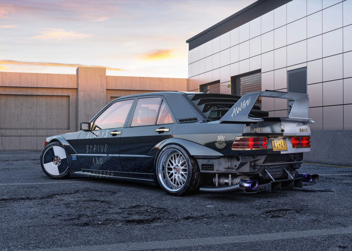 'Modified Mercedes-Benz 190E' Poster, picture, metal print, paint by ...