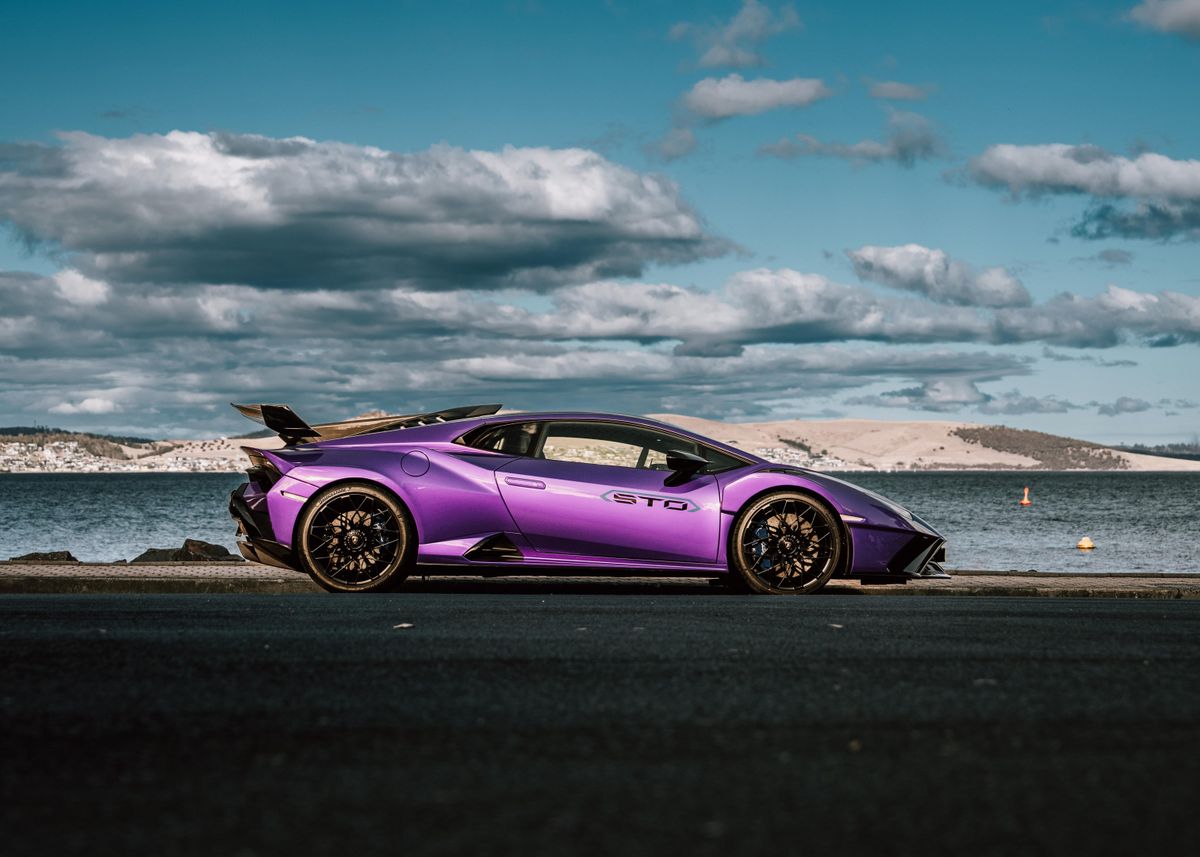 'Purple Lamborghini STO' Poster, picture, metal print, paint by Rain ...