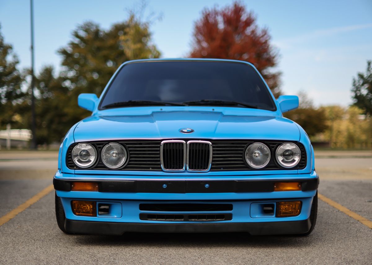'Blue BMW E30 Front' Poster, picture, metal print, paint by Daniel ...