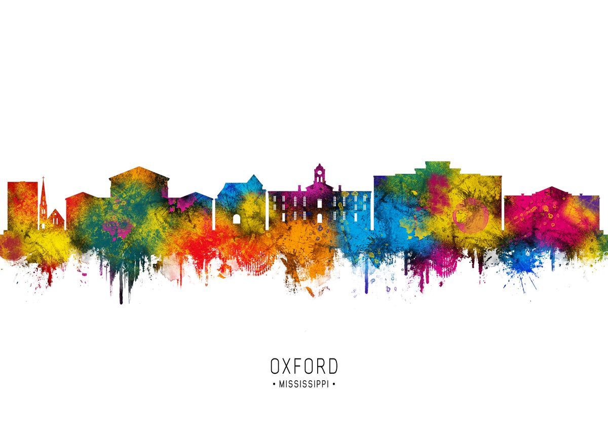 'Oxford Mississippi Skyline' Poster, picture, metal print, paint by ...