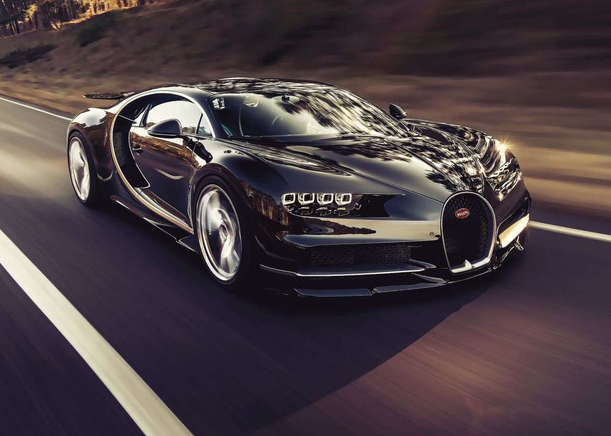 'Black Bugatti Chiron' Poster, picture, metal print, paint by ALCN ...