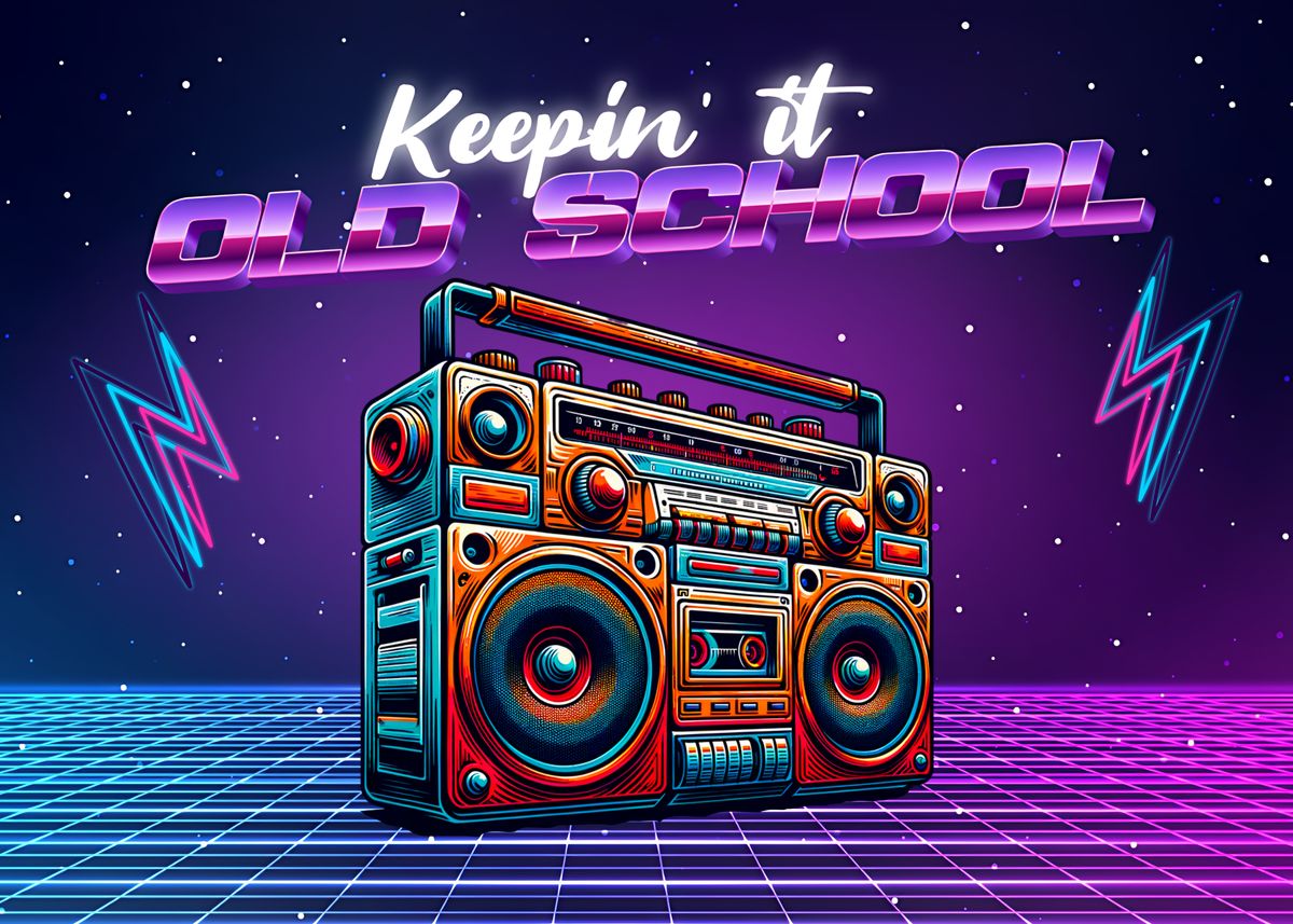 'Retro Boombox Keeping it old school' Poster, picture, metal print ...