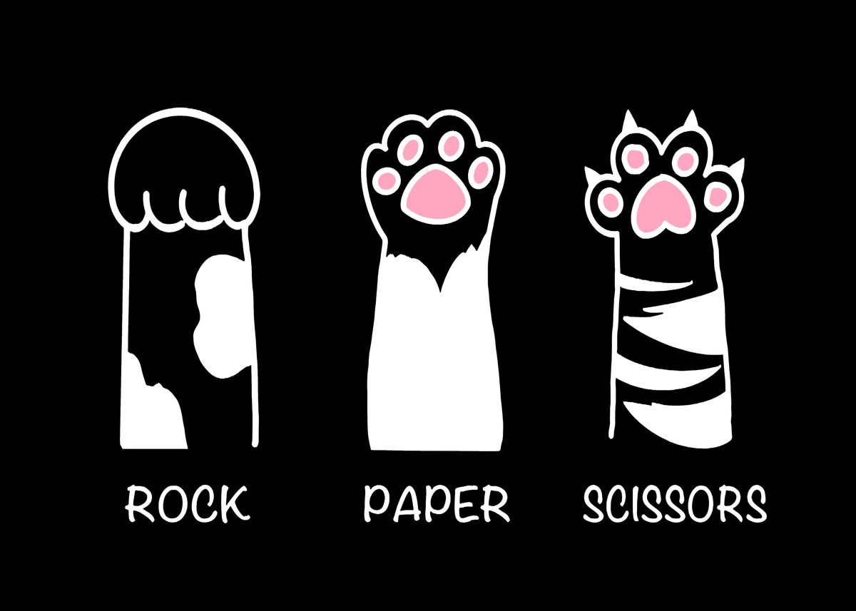'Cat Paw Rock Paper Scissors' Poster, picture, metal print, paint by ...