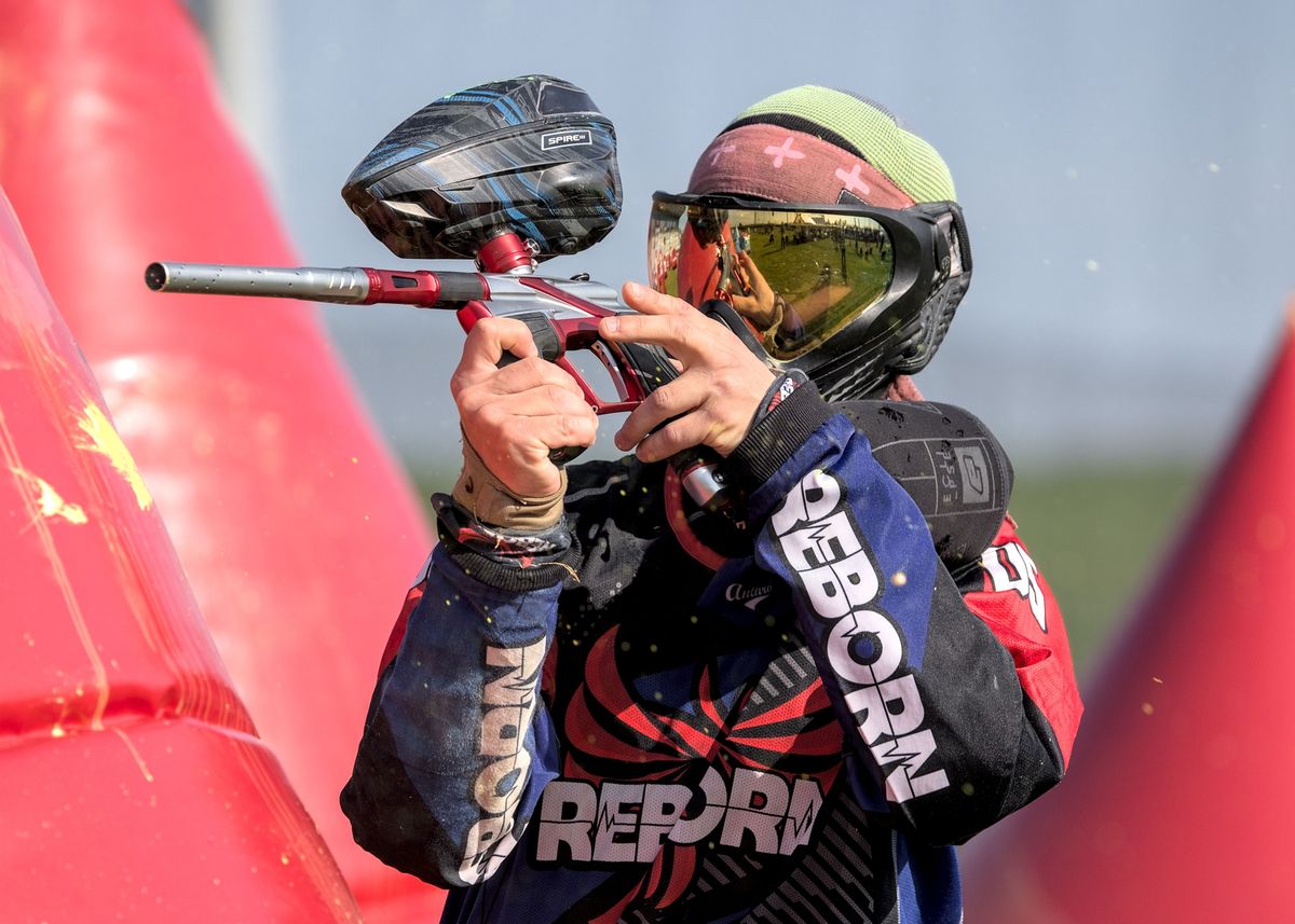 'Paintball Player Action Shot' Poster, picture, metal print, paint by ...