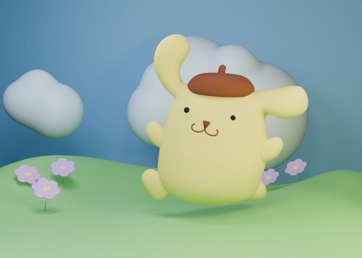 'Pompompurin Cute 3D' Poster, picture, metal print, paint by Miguel ...