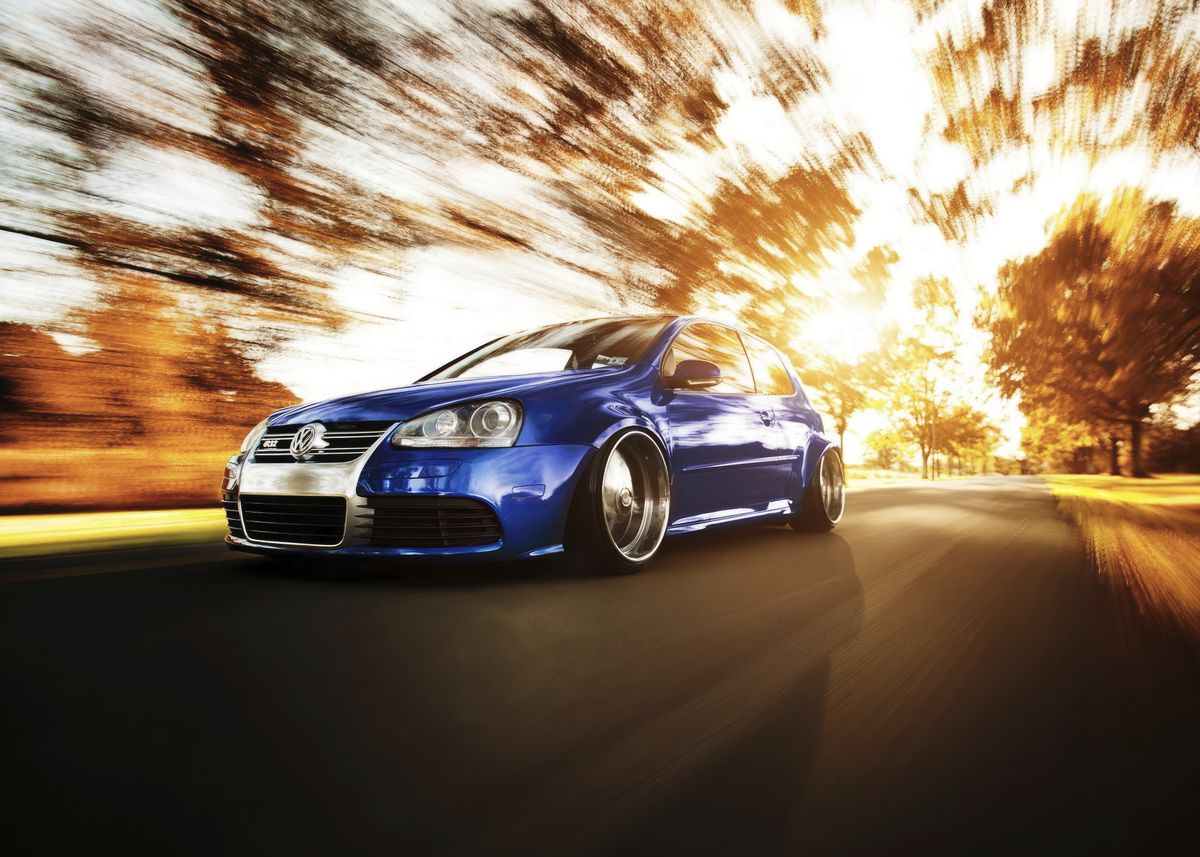 'Blue Volkswagen Golf R32' Poster, picture, metal print, paint by ALCN ...