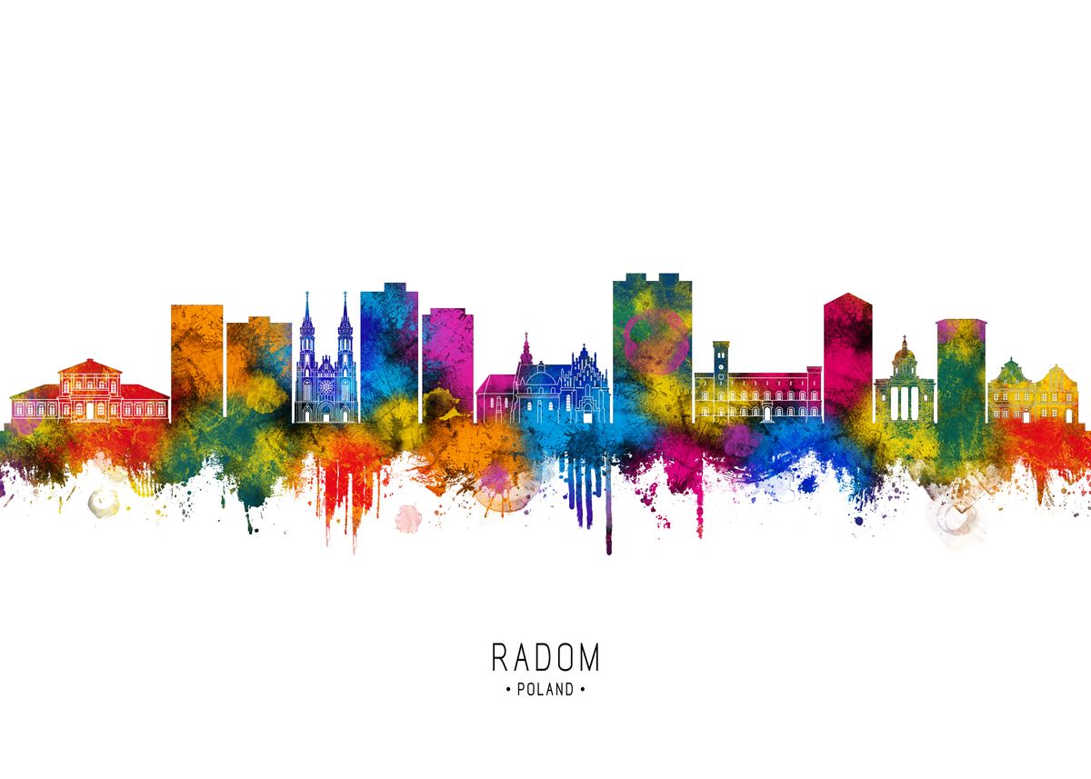 'Radom Skyline Watercolor' Poster, picture, metal print, paint by ...