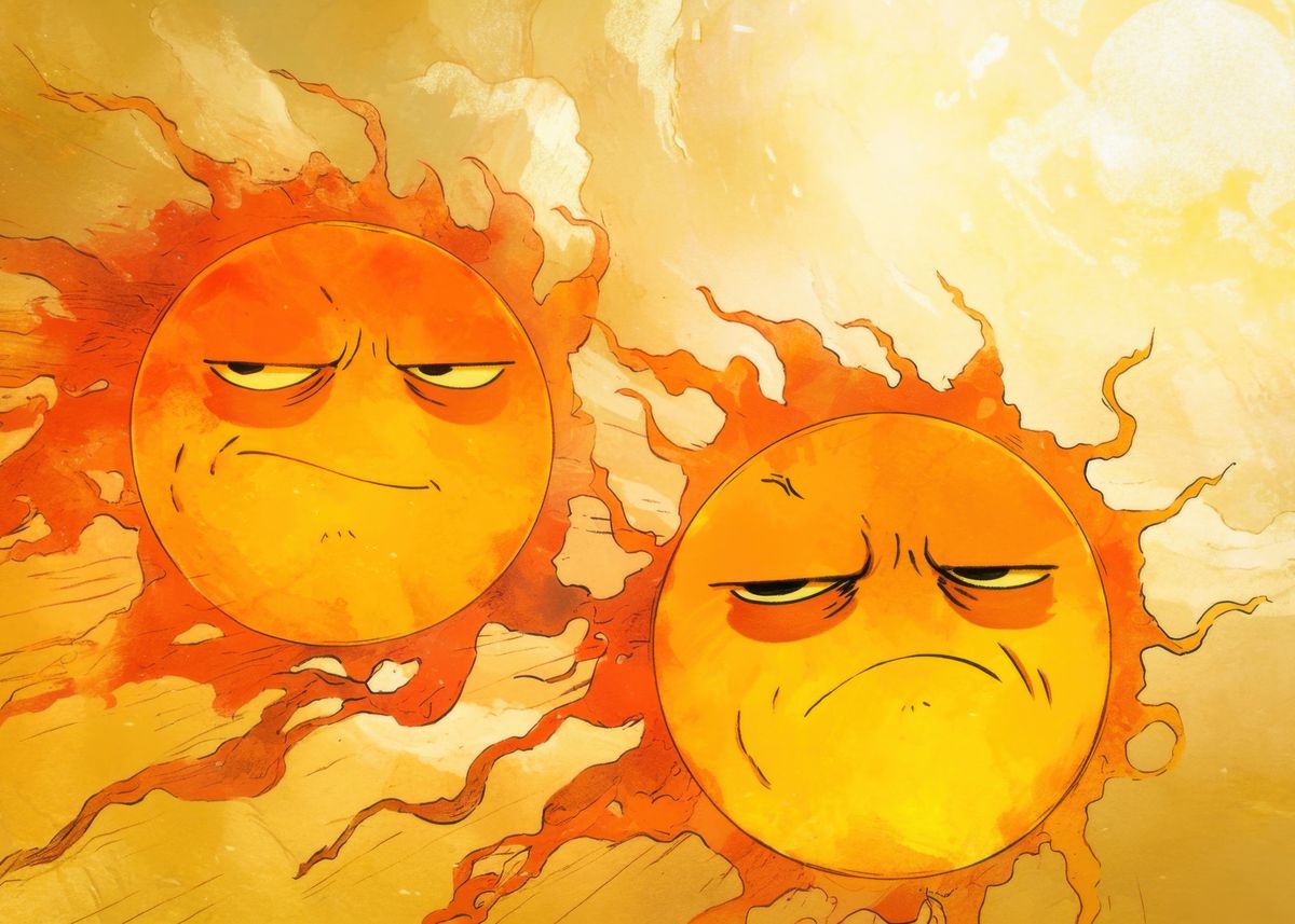 'Grumpy Suns' Poster, picture, metal print, paint by Matthias Hauser ...