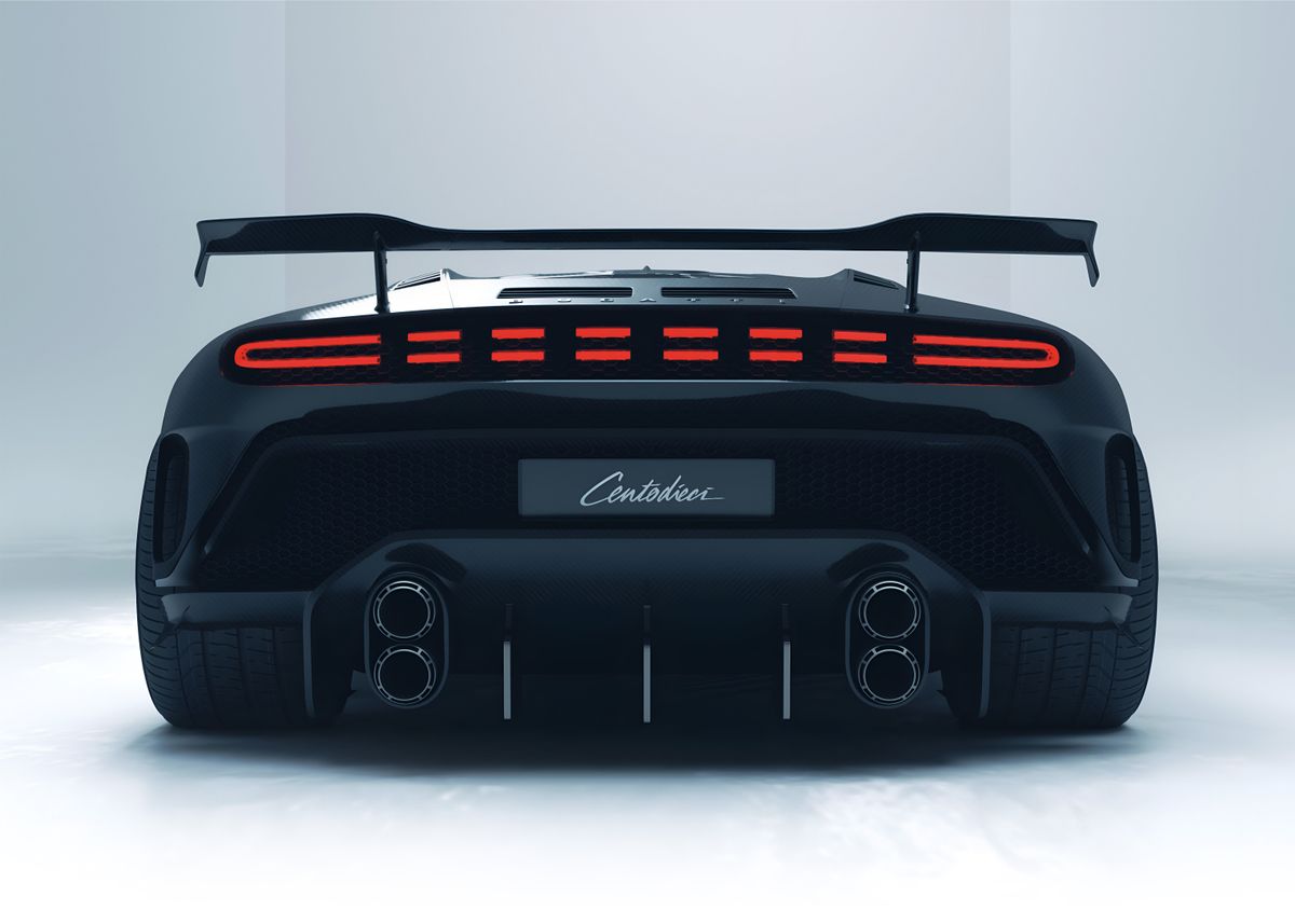 'Bugatti Centodieci Rear View' Poster, picture, metal print, paint by ...