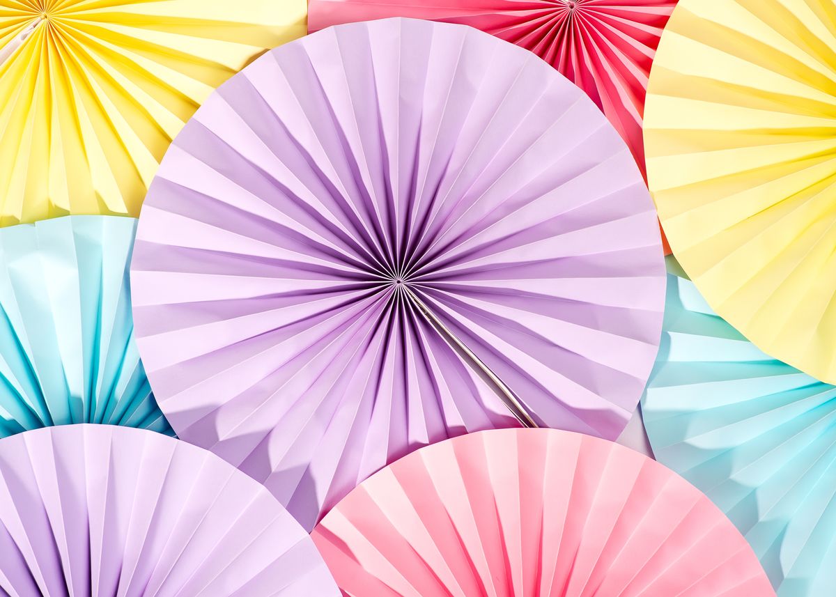 'Pastel Paper Fans' Poster, picture, metal print, paint by Yuliia ...