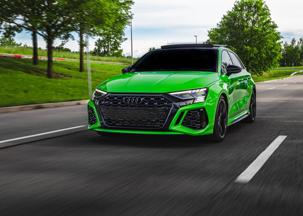 'Green Audi RS3 ' Poster, picture, metal print, paint by ...
