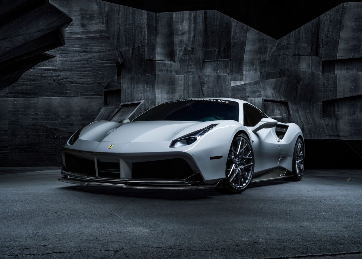 'White Ferrari 488' Poster, picture, metal print, paint by Vega Autos ...