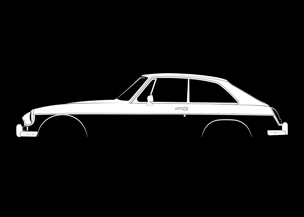 'MGB GT Silhouette' Poster, picture, metal print, paint by Manifold ...