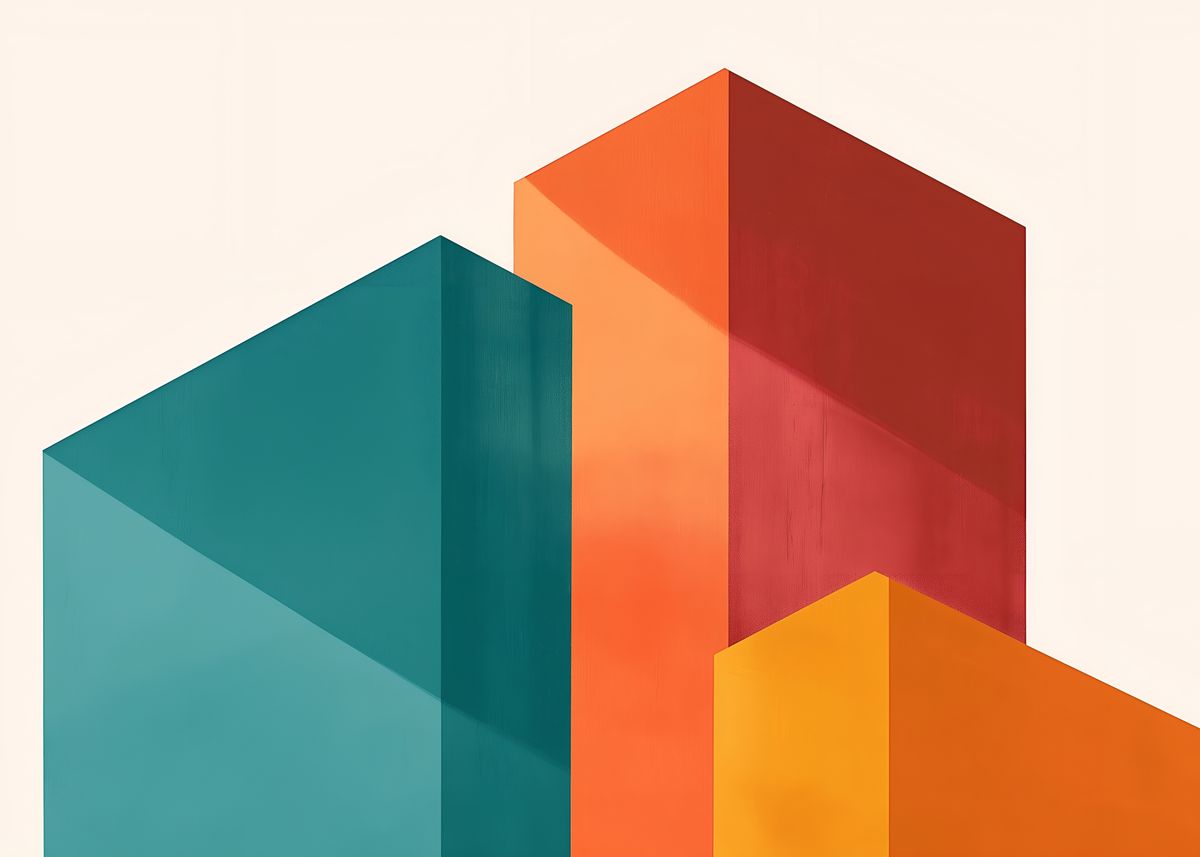 'Abstract Geometric Shapes' Poster, picture, metal print, paint by ...