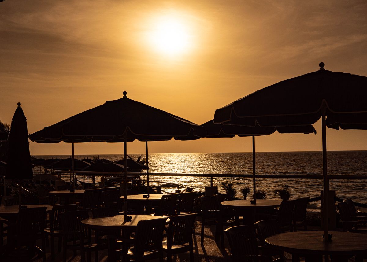 'Sunset Beach Cafe' Poster, picture, metal print, paint by Fernand MV | Displate