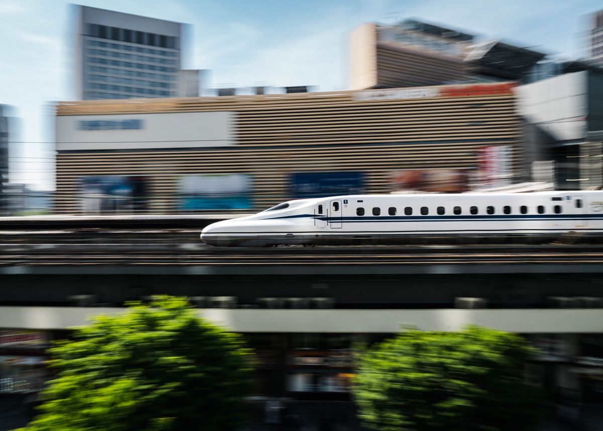 'Shinkansen Bullet Train in Motion' Poster, picture, metal print, paint ...