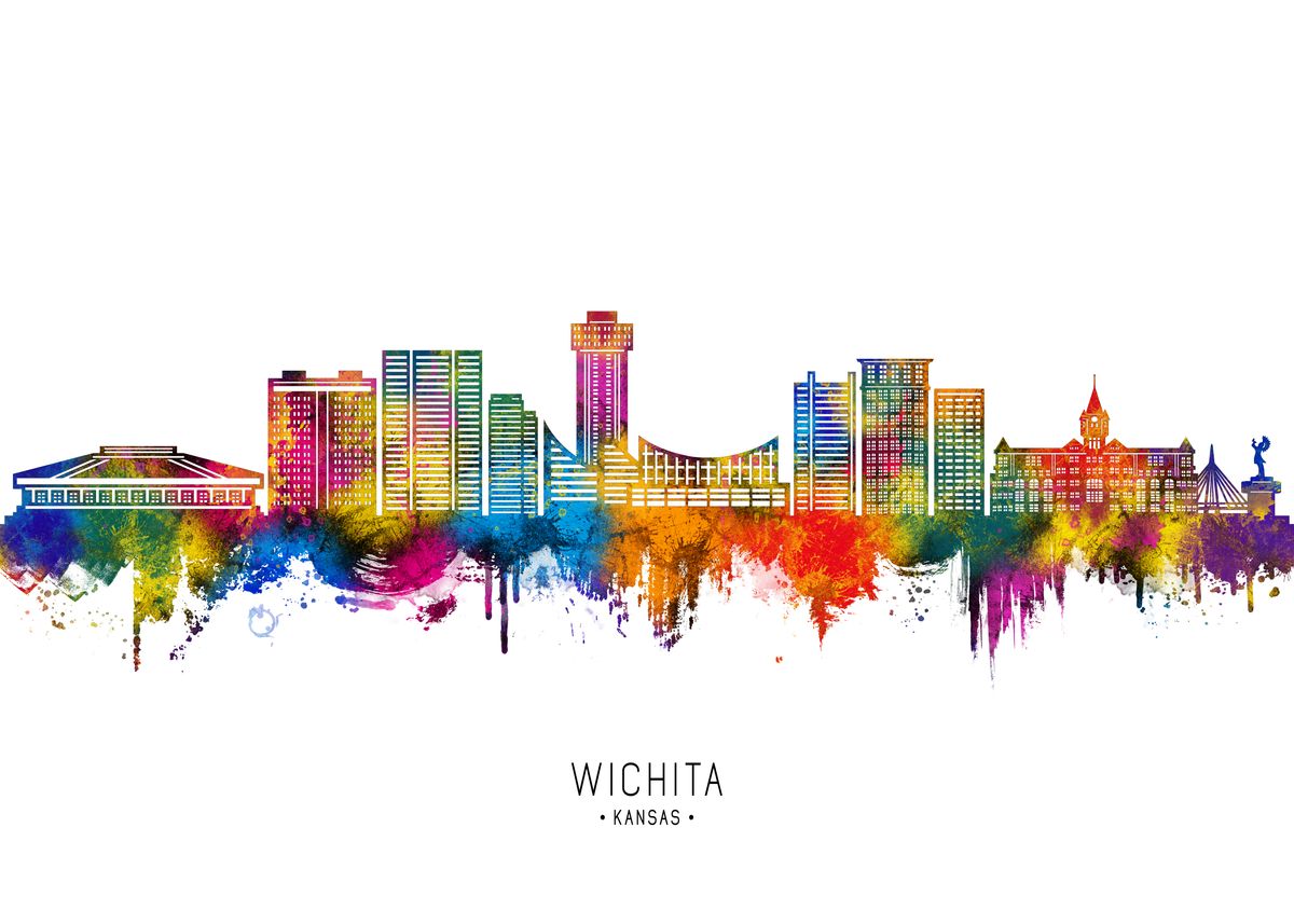 'Wichita Skyline Watercolor' Poster, picture, metal print, paint by ...