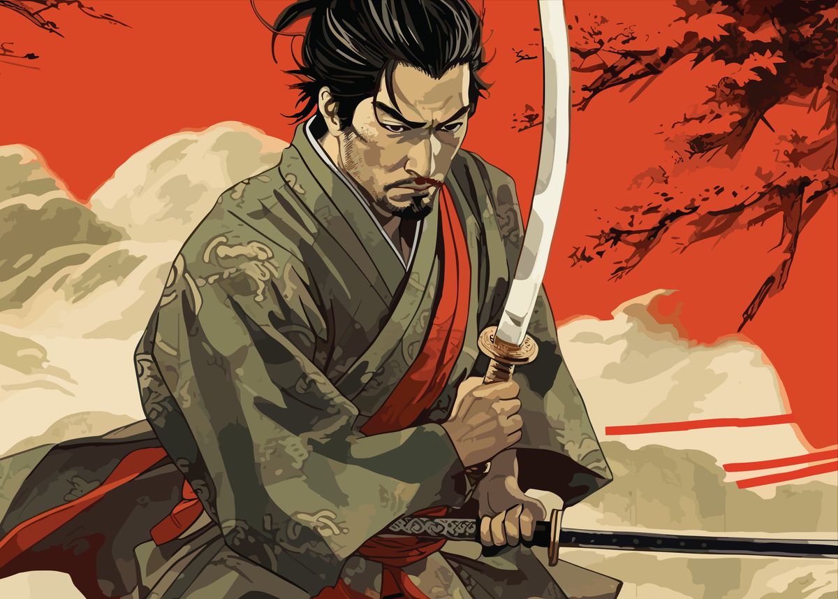 'Samurai with Katana' Poster, picture, metal print, paint by Danny ...