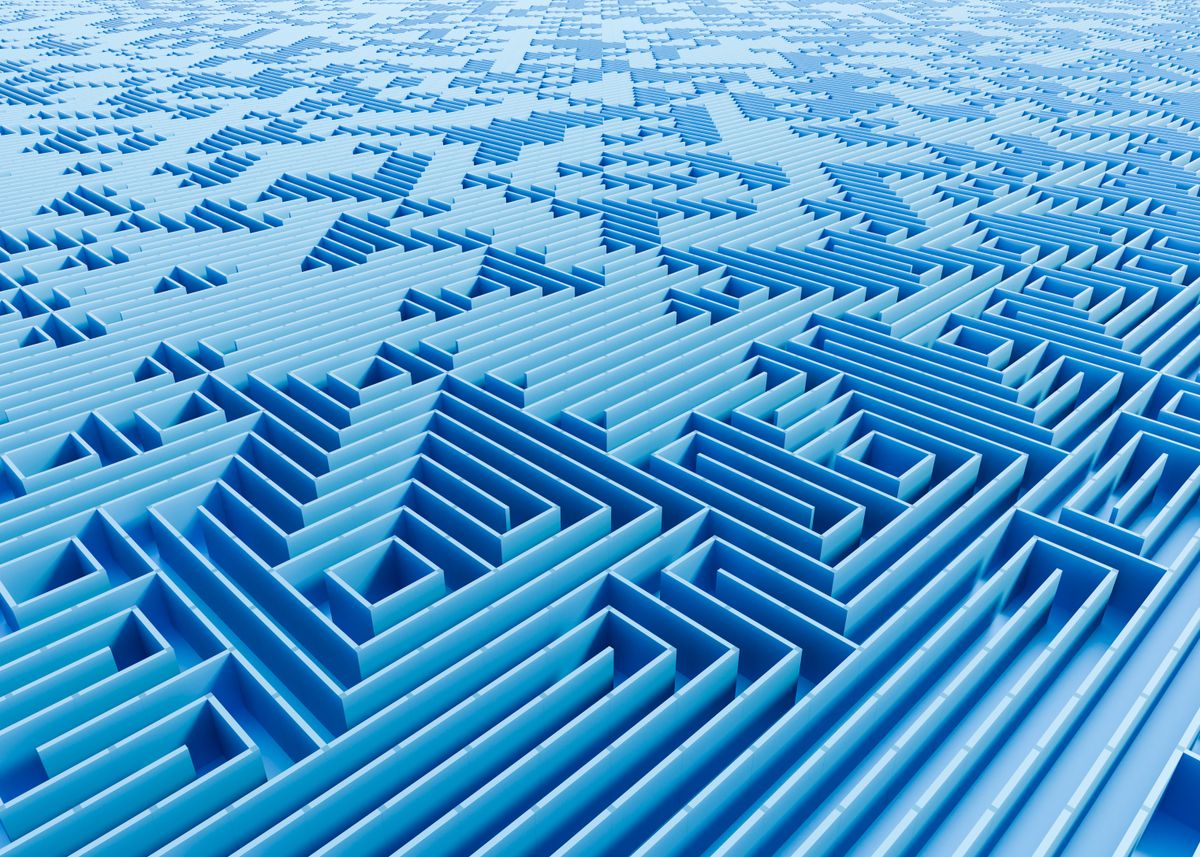 'Blue Maze Pattern' Poster, picture, metal print, paint by TorPix ...