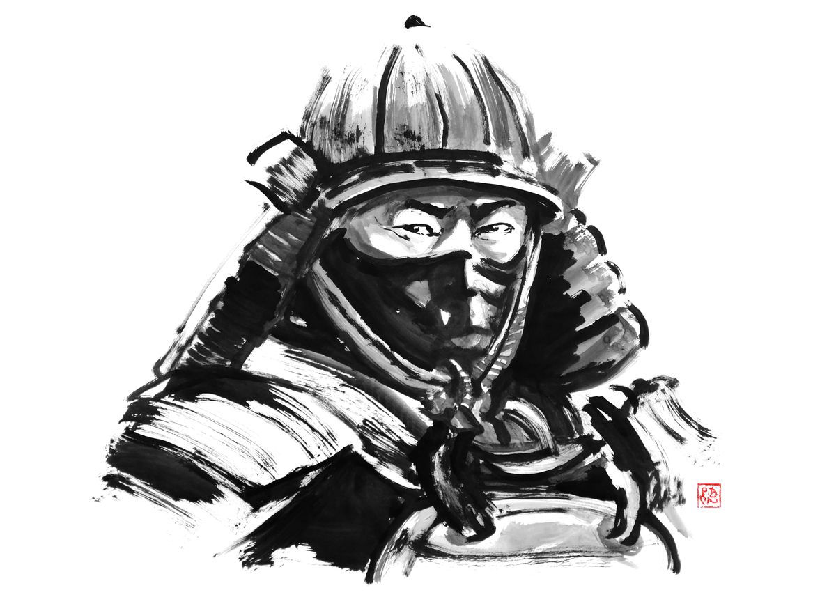 'Samurai Warrior Ink Painting' Poster, picture, metal print, paint by ...