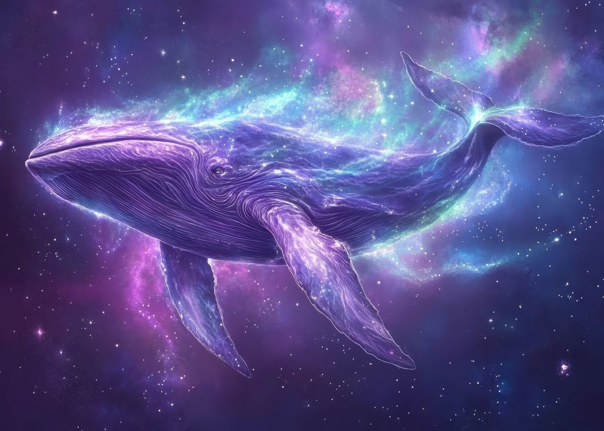 'Cosmic Whale' Poster, picture, metal print, paint by Nicolas Becker | Displate