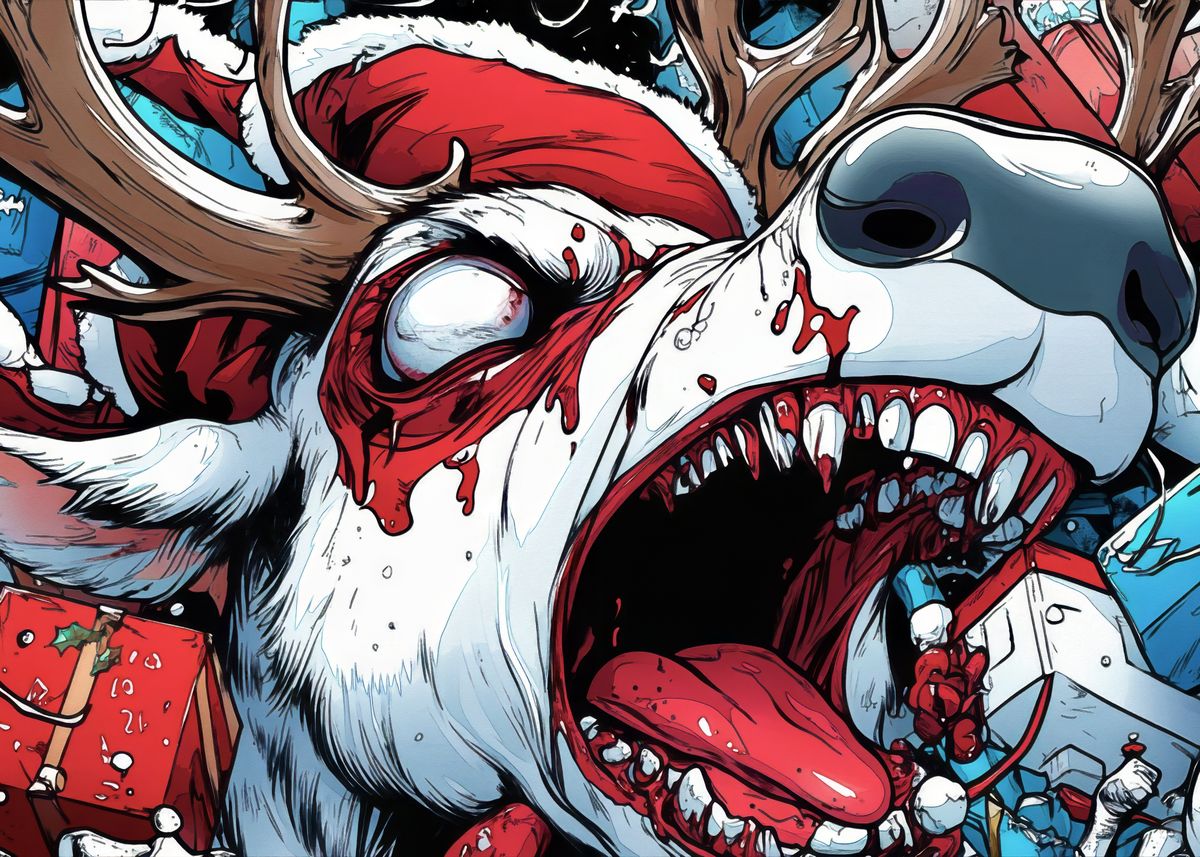 'Zombie Reindeer Christmas' Poster, picture, metal print, paint by ...