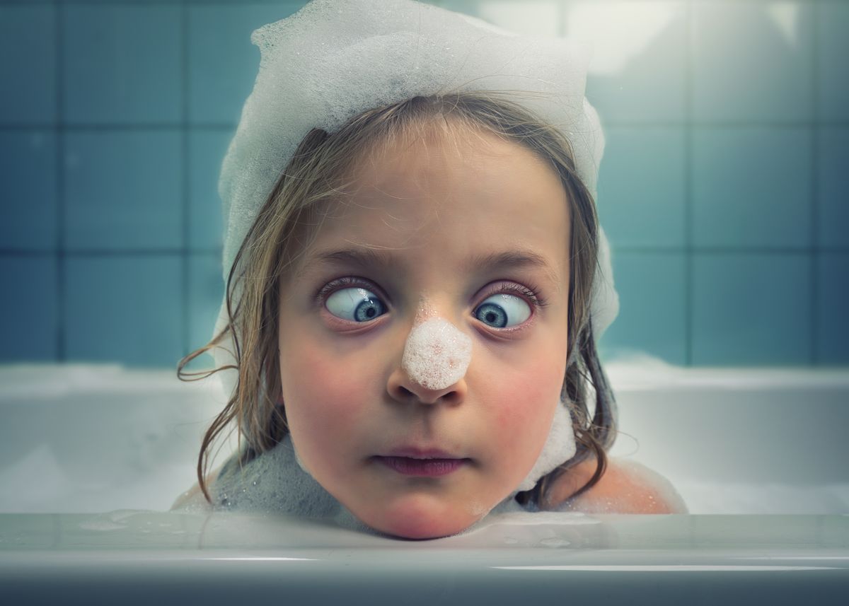 'Funny Bath Time' Poster, picture, metal print, paint by John Wilhelm | Displate