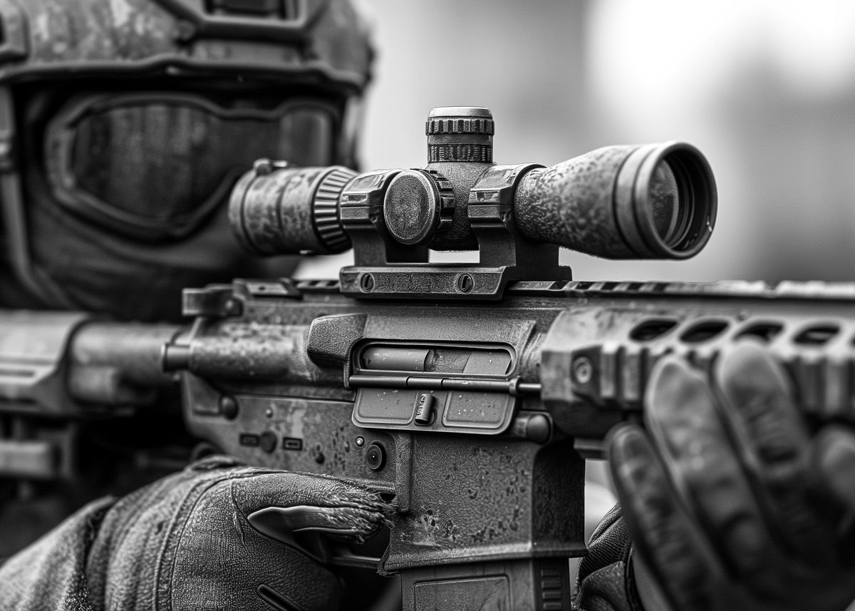 'Military Rifle Scope' Poster, picture, metal print, paint by The Big ...