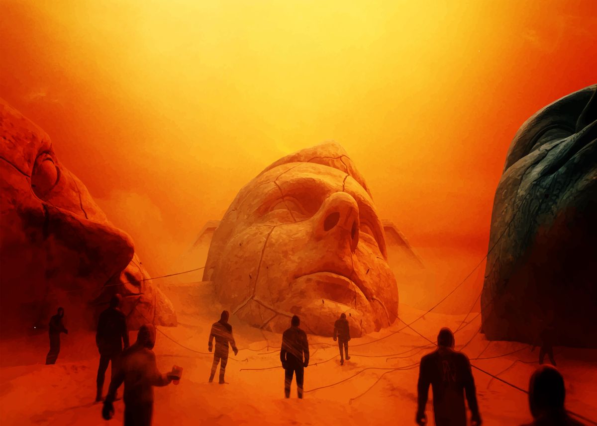 'Giant Stone Faces' Poster, picture, metal print, paint by sakim black ...