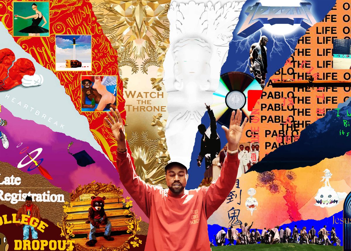 'Kanye West Album Covers Collage' Poster, picture, metal print, paint ...