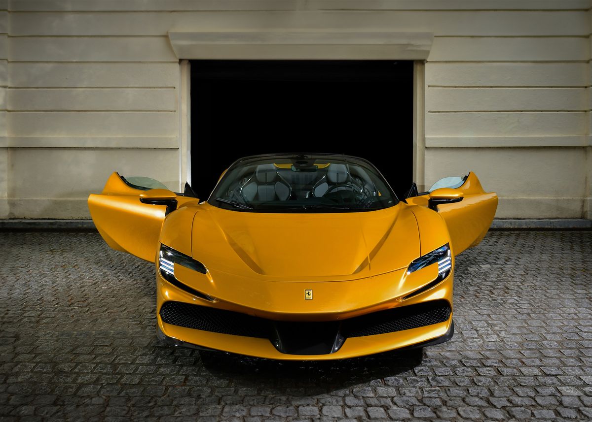 'Yellow Ferrari SF90 Stradale' Poster, picture, metal print, paint by ...