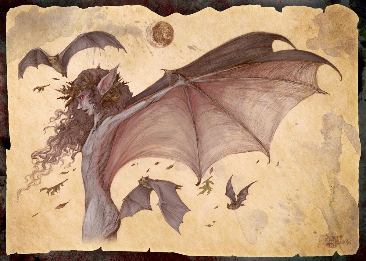 'Vampire Girl || Bat Fae' Poster, picture, metal print, paint by ...