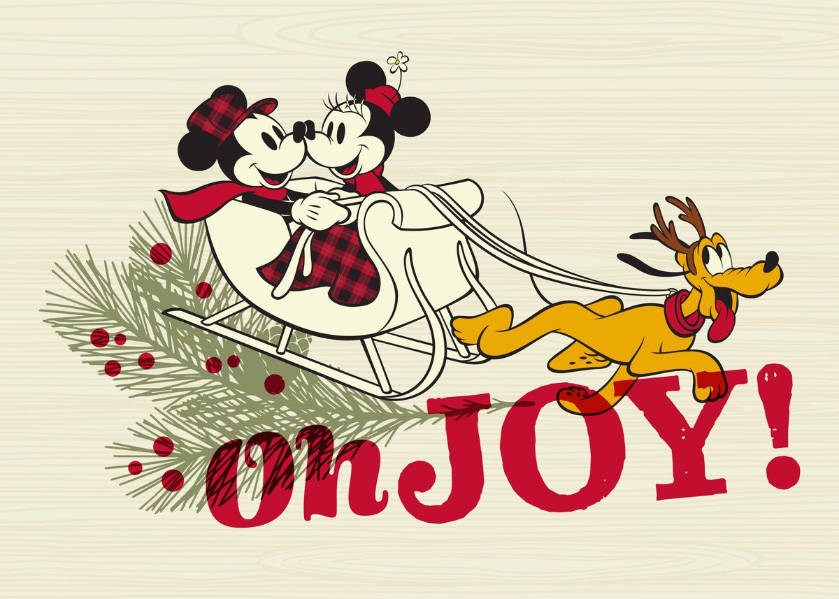 'Mickey Minnie Sleigh' Poster, picture, metal print, paint by Mickey ...