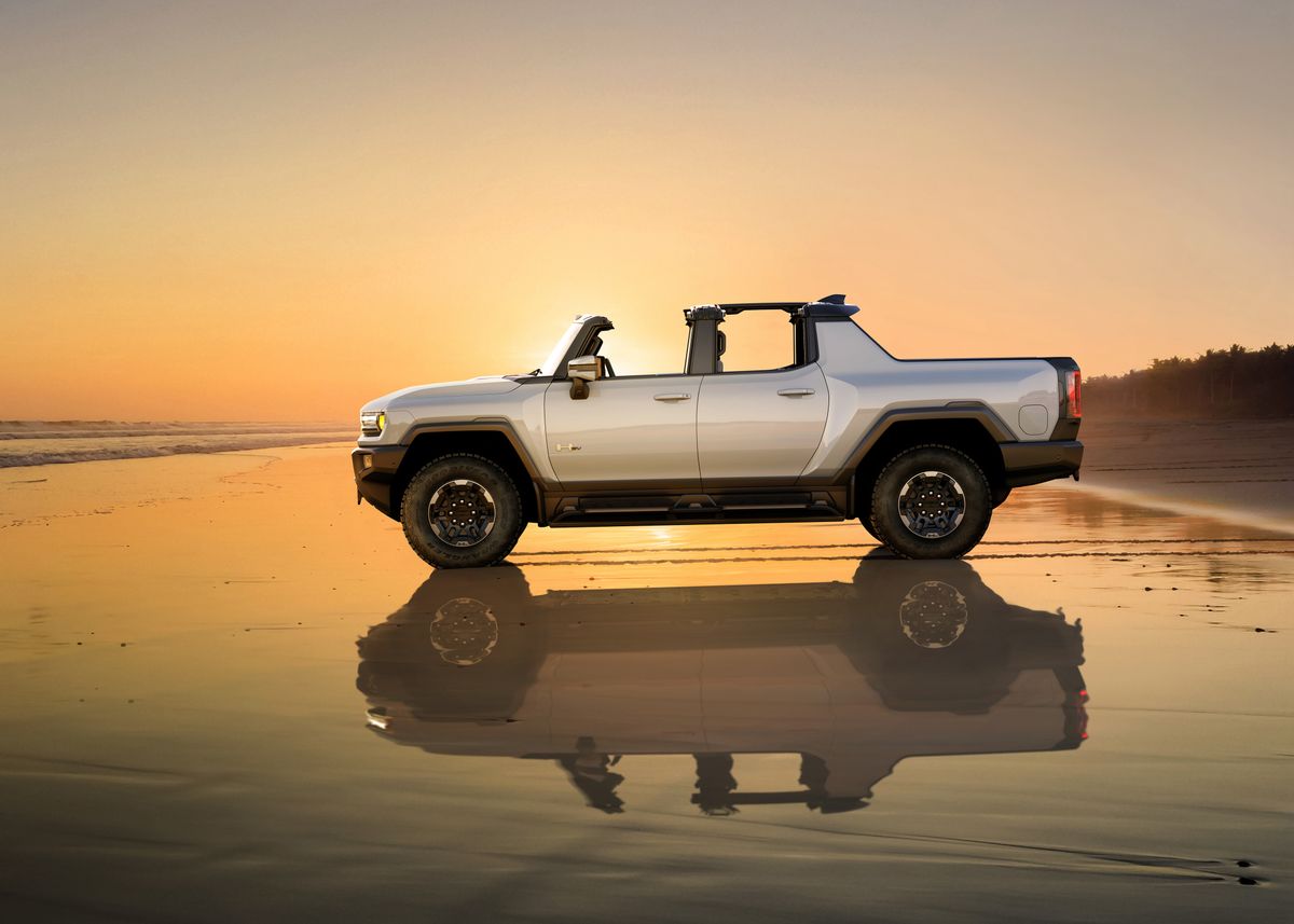 'GMC Hummer EV Pickup Truck' Poster, picture, metal print, paint by ...