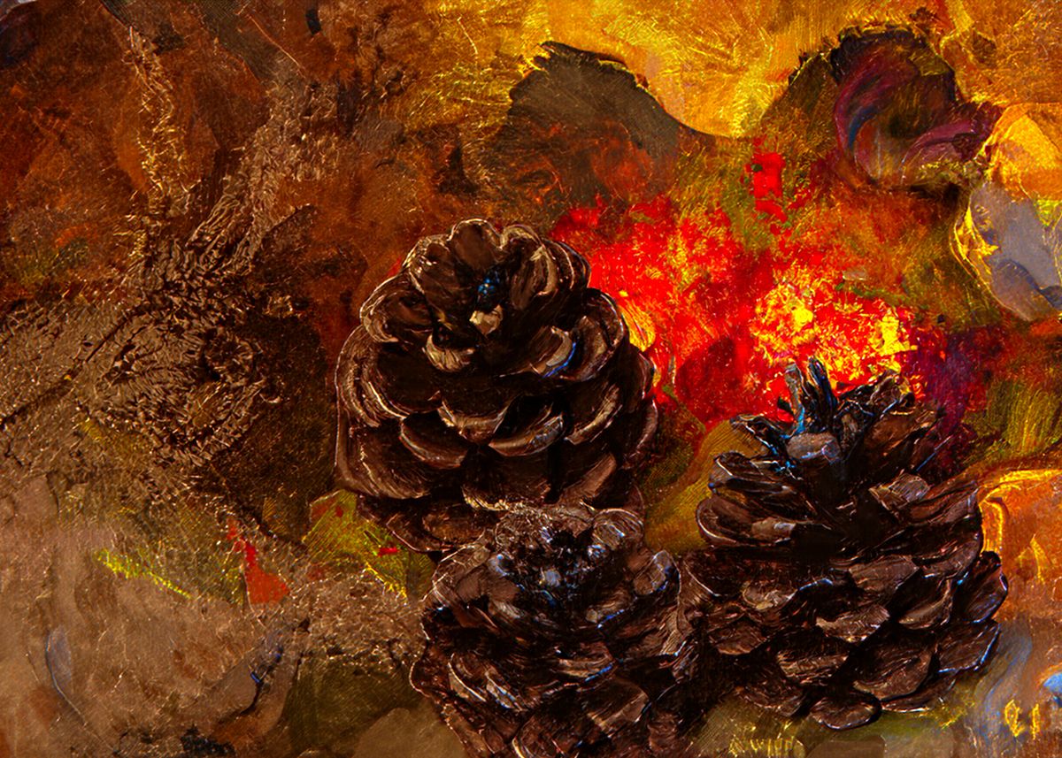 'Pine Cones Abstract' Poster, picture, metal print, paint by Michael ...