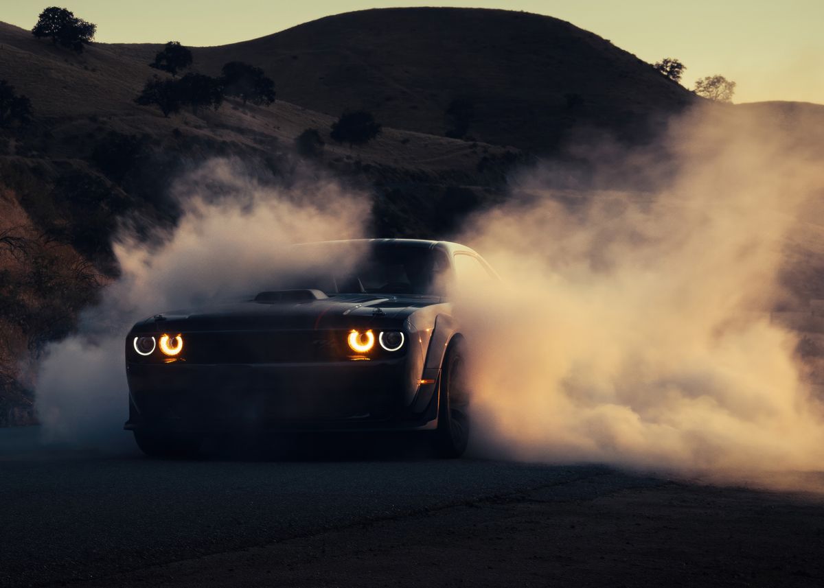 'Dodge Challenger Smoke' Poster, picture, metal print, paint by Rain ...