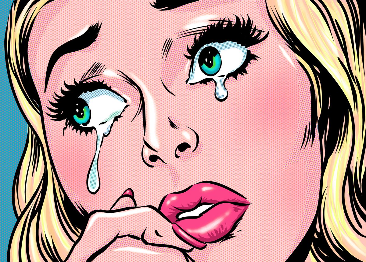 'BLONDE GIRL CRYING' Poster, picture, metal print, paint by POP ART ...