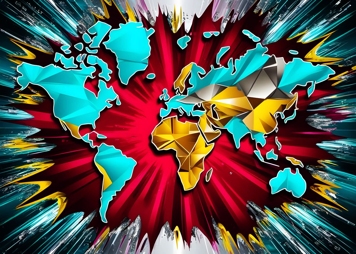 'World Map Abstract Art' Poster, picture, metal print, paint by LUNOME ...