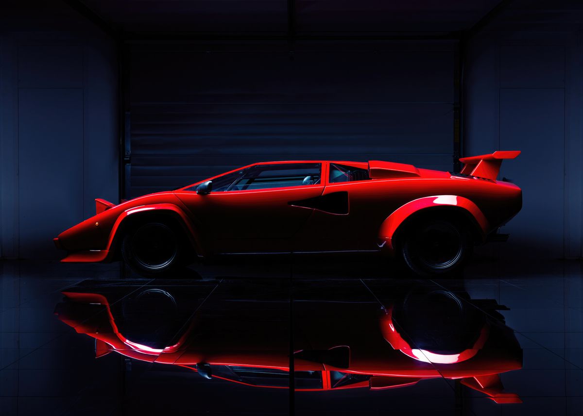 'Red Lamborghini Countach' Poster, picture, metal print, paint by Cars ...