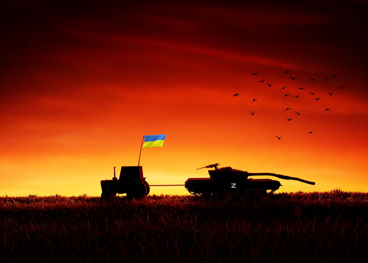 'Tractor Vs Tank, Horizontal version' Poster, picture, metal print ...