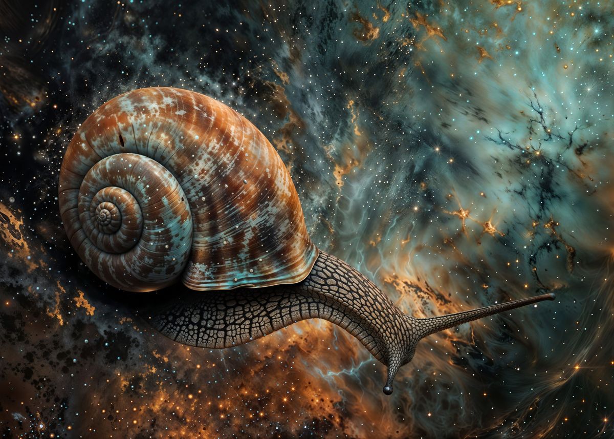 'Cosmic Space Snail' Poster, picture, metal print, paint by HyperArt ...